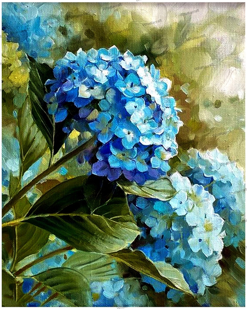 Blue Hydrangeas Flower - Rolled Paint By Numbers | Whattacraft